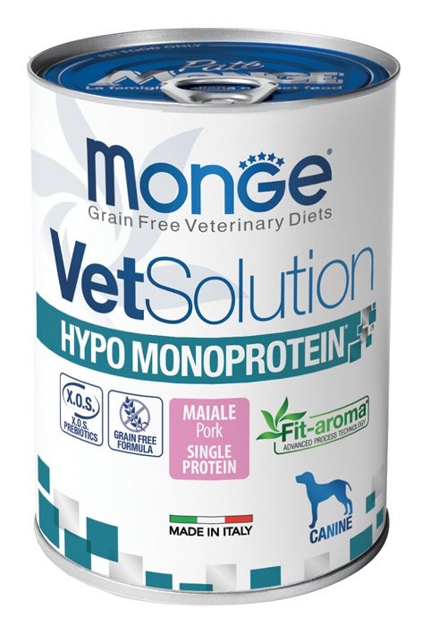 Monge Vetsolution Hypo Monoprotein Maiale Cibo Umido Per Cani Lattina 400g | SuperFarma